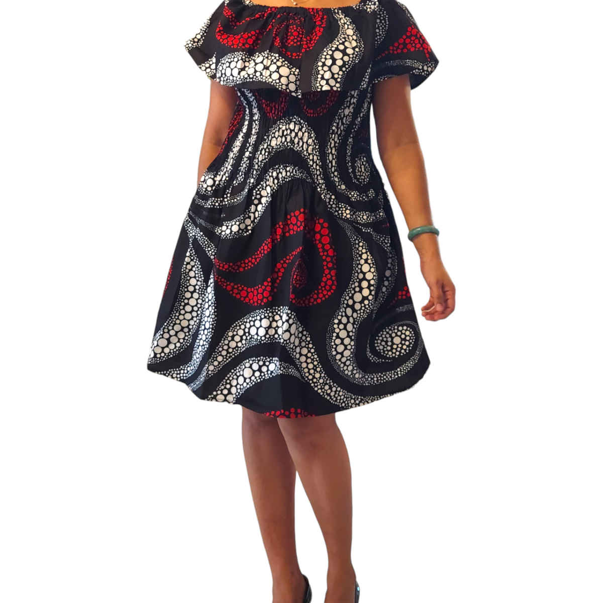 3014M- Middi Dress -Black/Red – India Batik